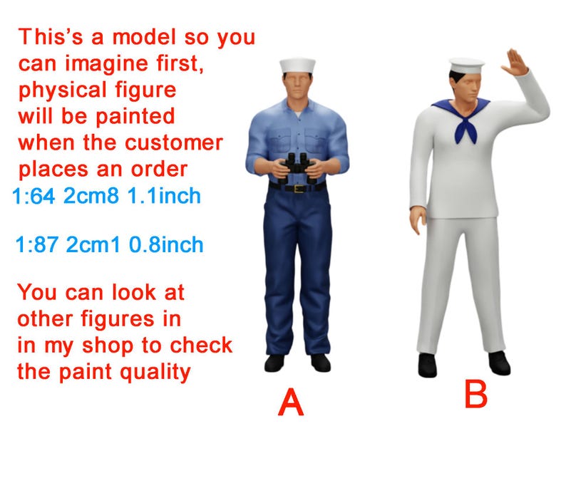 Navy Figure HO 1/64 43 24 1/18 Scale Handpaint High Detail NAVY - Etsy