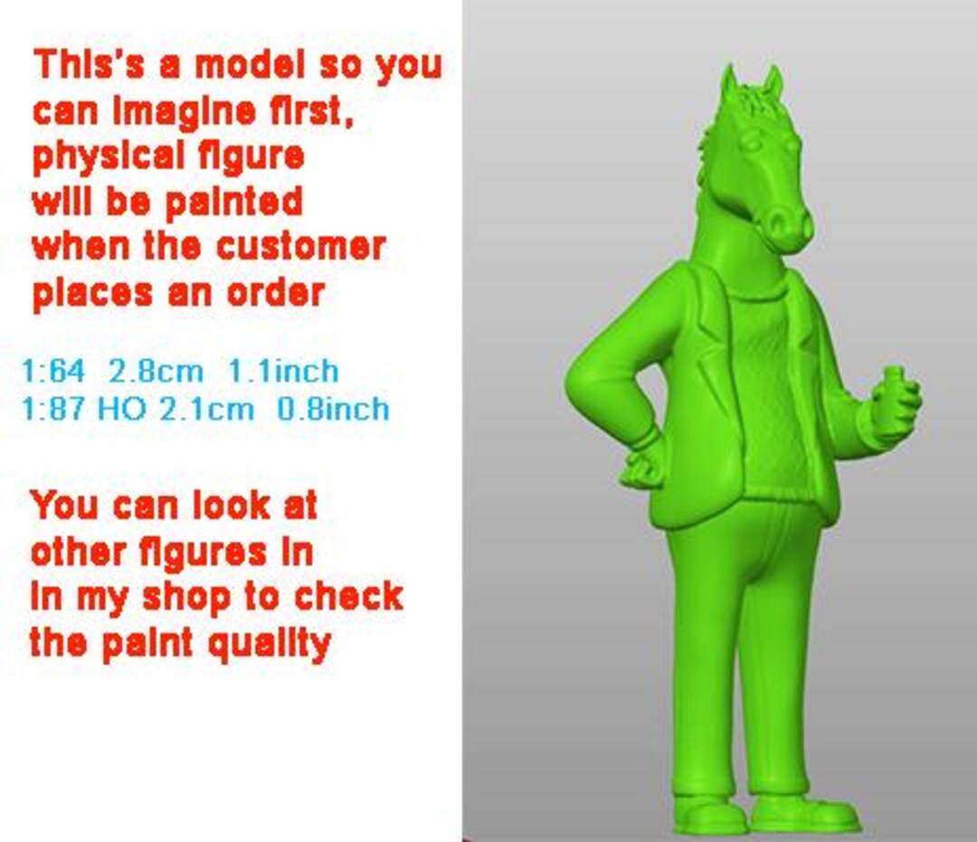 Horse Cartoon Man Figure Hand Painted High Detail 1:18 to HO Scale - Etsy