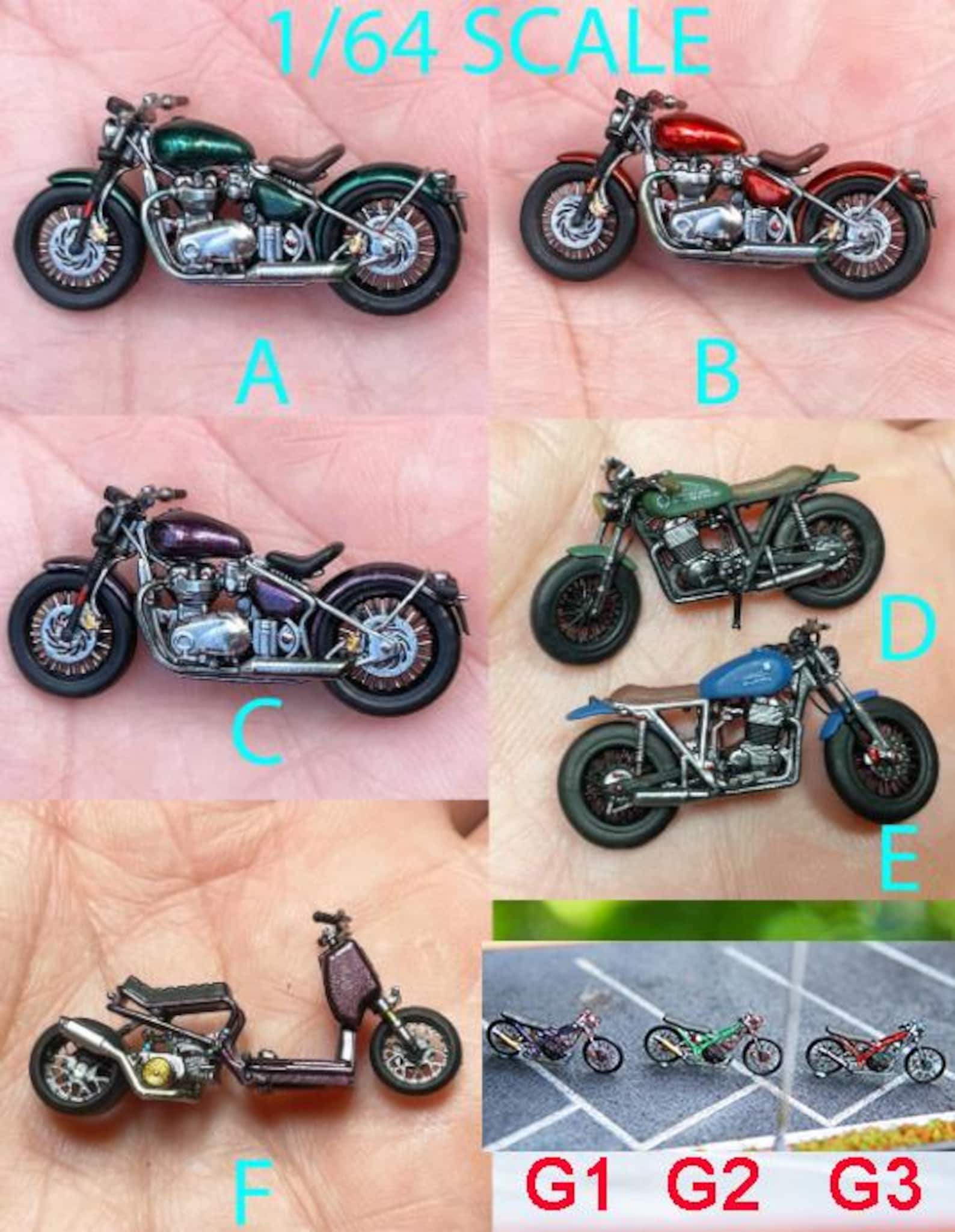 Motobike Cycle Figure 1/64 Scale Handpaint High Detail - Etsy