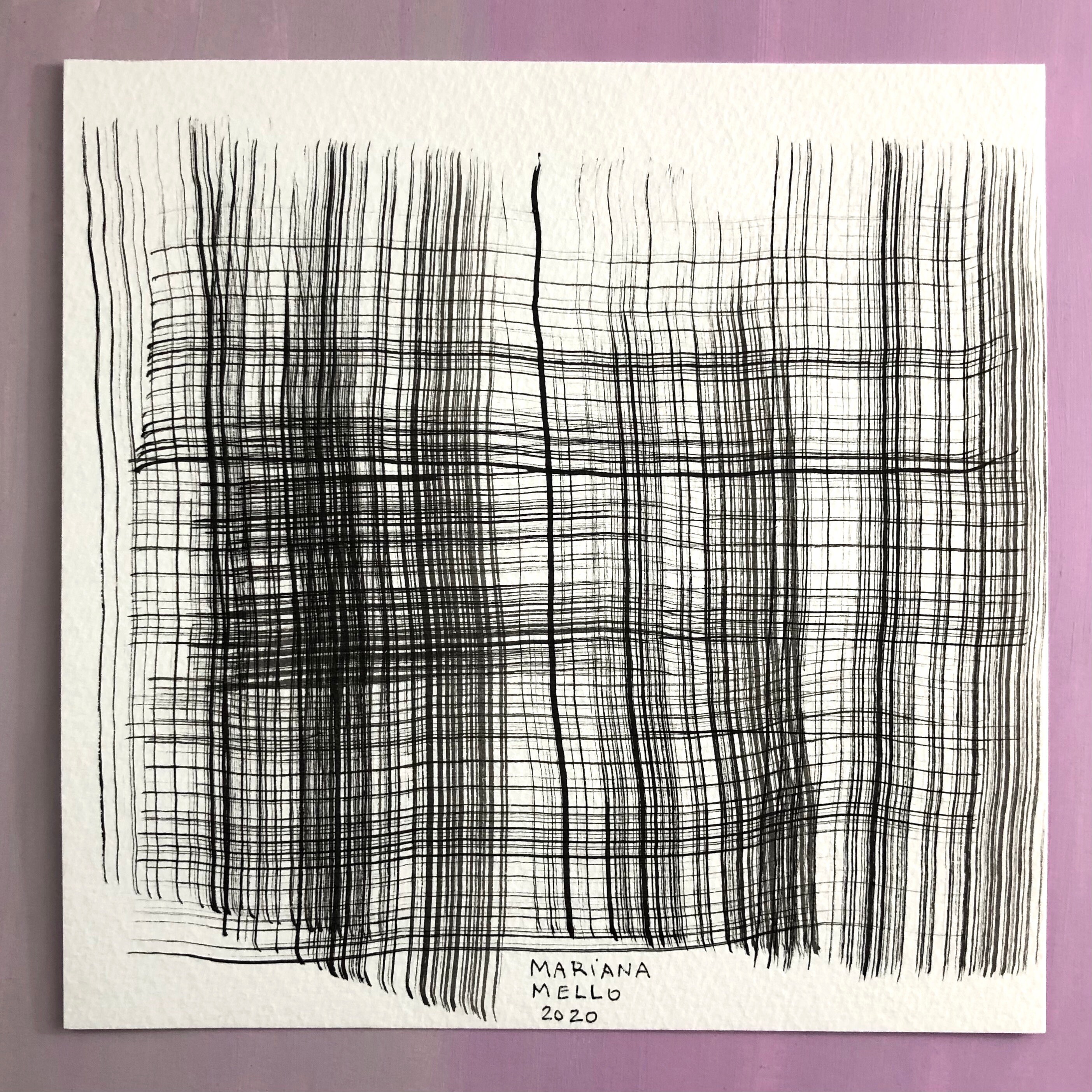 Ink Drawing 6x6 Original Paper Art Minimalist Abstract Line - Etsy