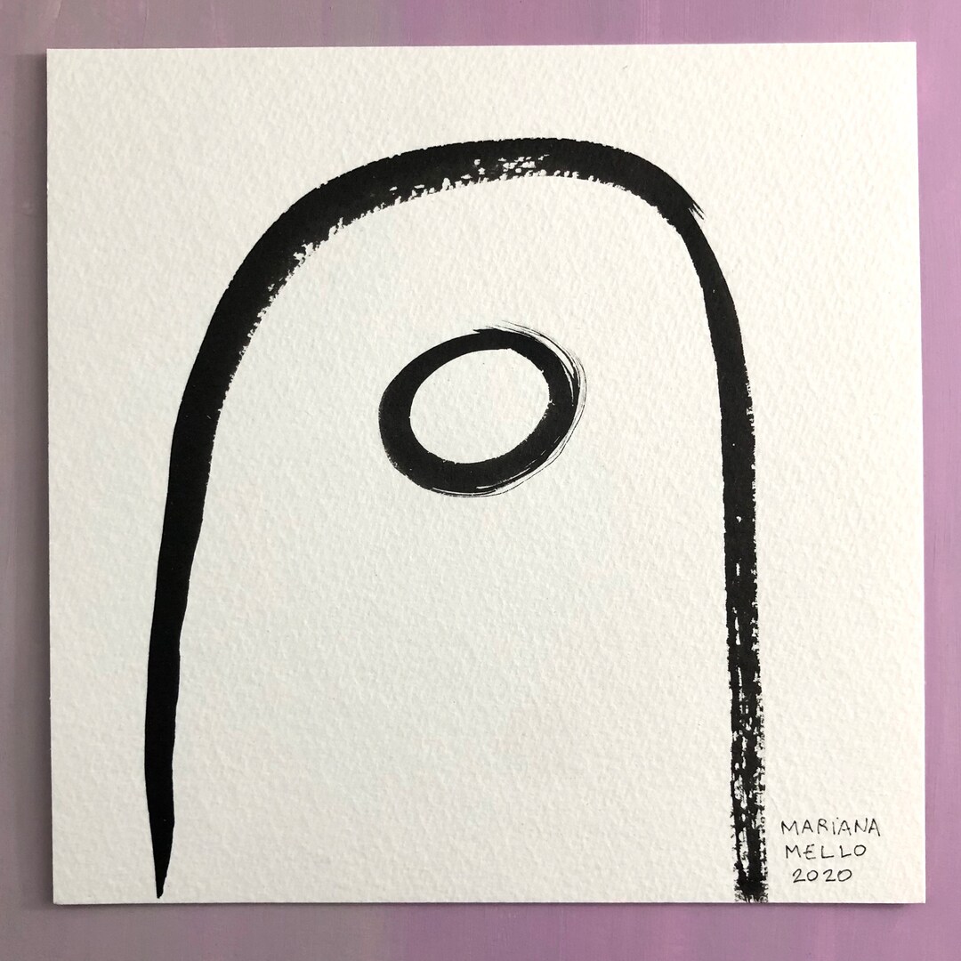 Ink Drawing 6x6 Original Paper Art Minimalist Abstract Line - Etsy