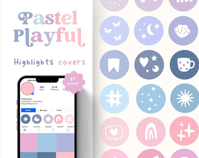 Pastel Playful Instagram Story Highlight Cover, Icons, Hand Drawn Icons ...
