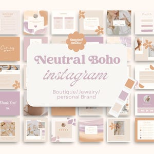 Boho Delicate Instagram Template | Neutral Canva Feed | Small Business ...