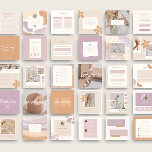 Boho Delicate Instagram Template | Neutral Canva Feed | Small Business ...