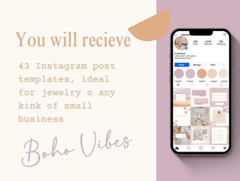 Boho Delicate Instagram Template | Neutral Canva Feed | Small Business ...