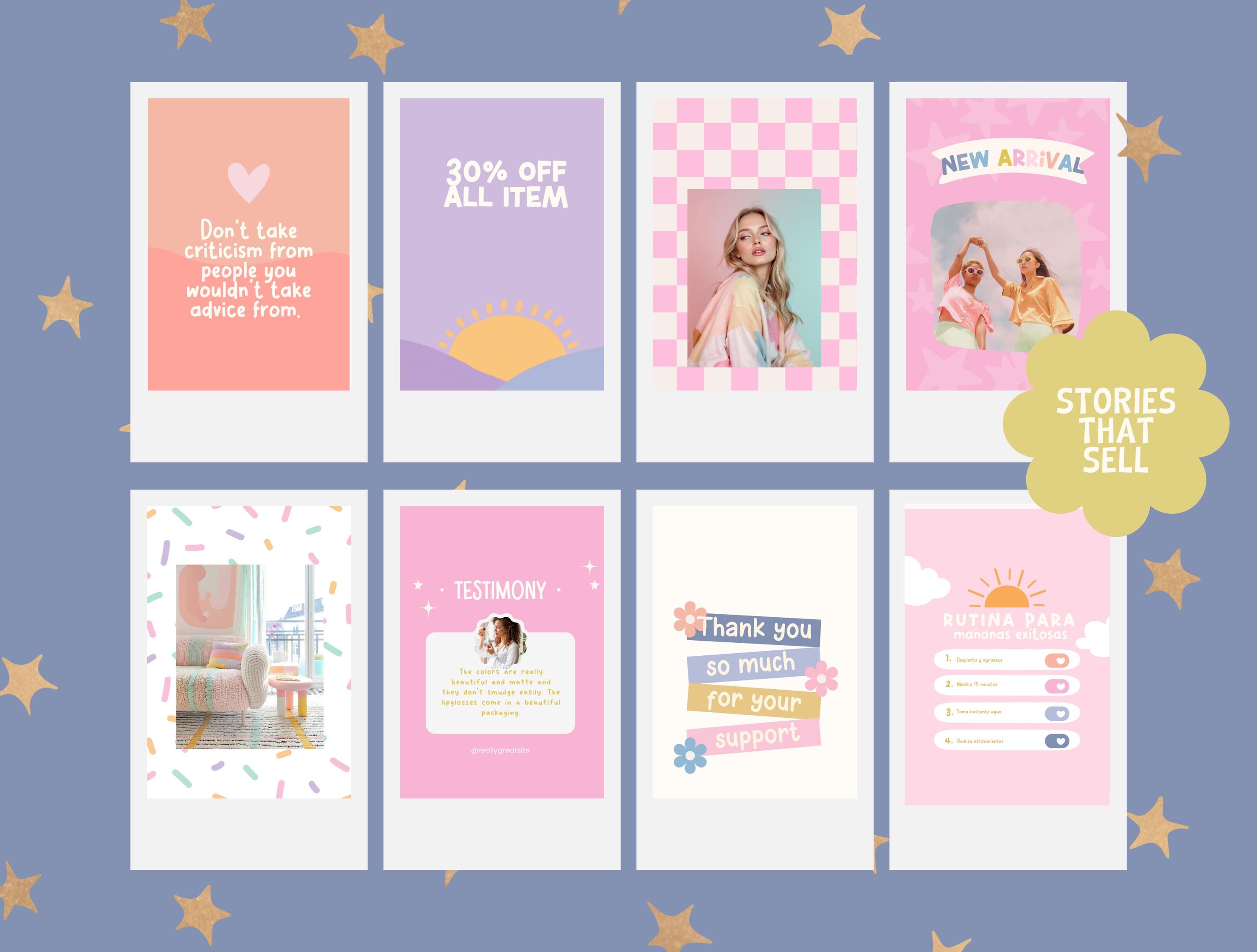 Rainbow Instagram Template Bundle - Engagement Designed - Colorful Feed ...