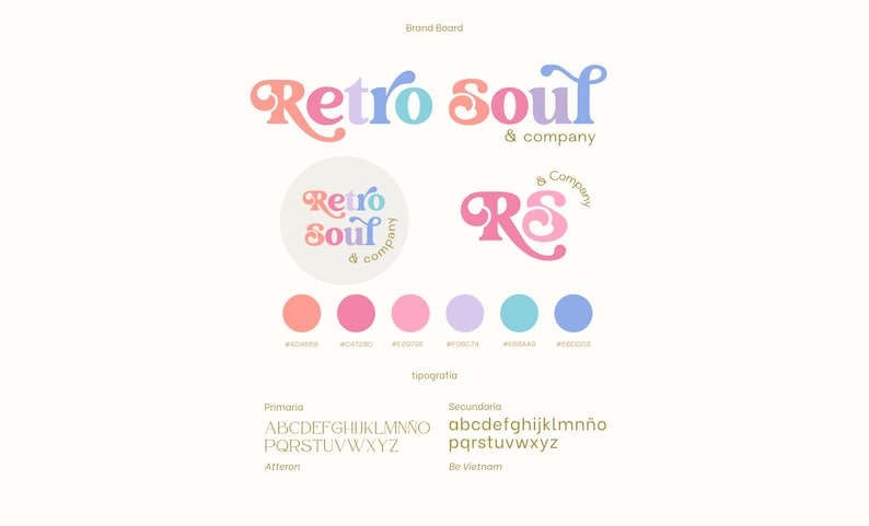 Custom Brand Kit | Pastel Retro Branding | Vibrant Brand Design - Etsy