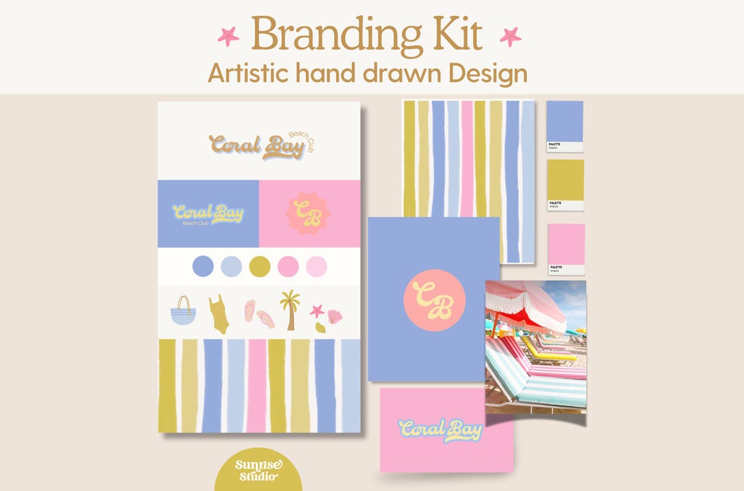 Coastal Brand Identity Kit | Hand-drawn Logo, Business Card Template - Etsy