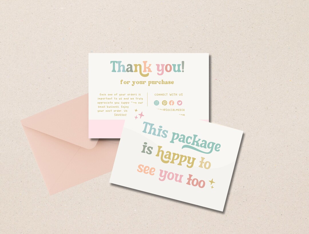 Editable Colorful Thank You Card Canva Template| Customer Appreciation ...