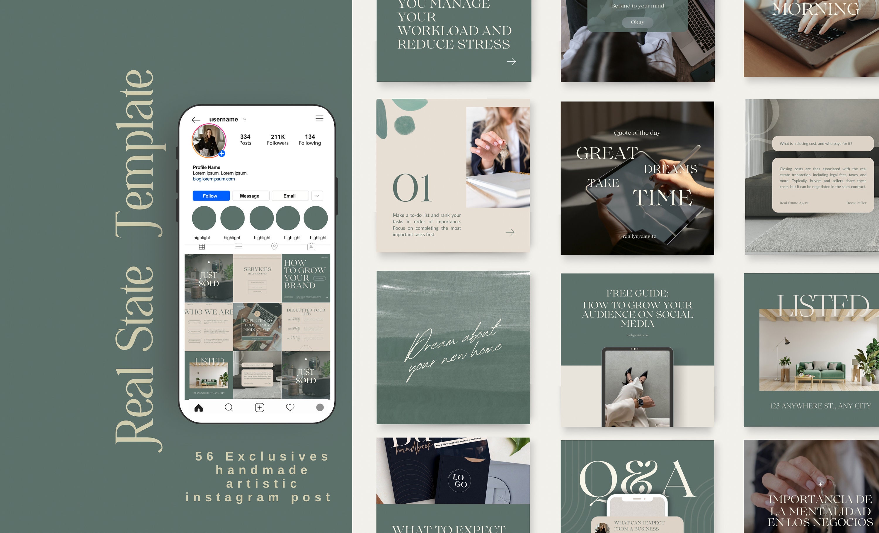 Real State Instagram Feed Template Canva Post Templates High Visual ...