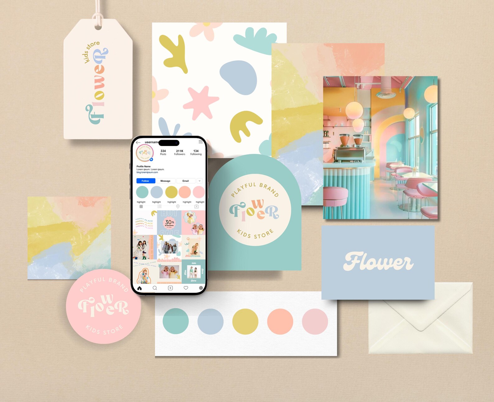 Pastel Branding Kit: Playful Logo, Fonts, and Color Palette (canva ...