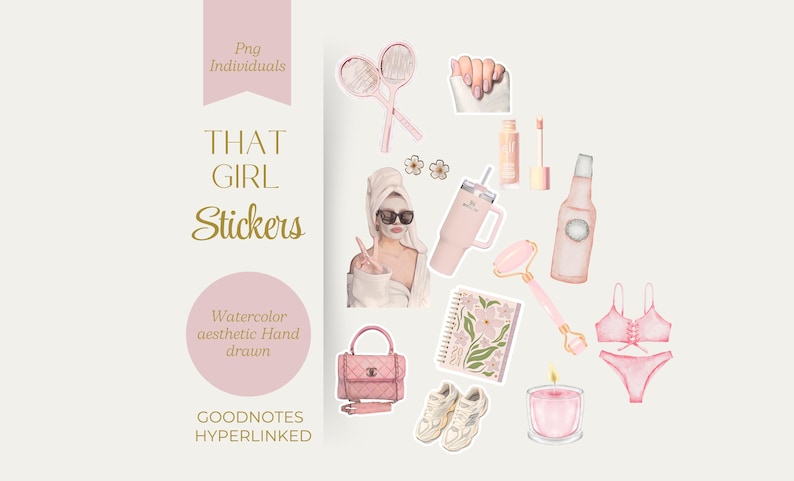 That Girl Pink AESTHETIC DIGITAL STICKERS Scrapbook Stickers Planner ...