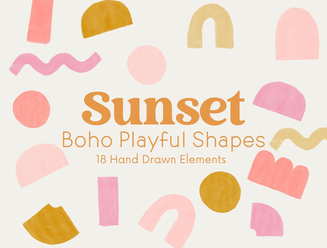 Boho Hand-painted Abstract Shapes PNG| Hand Drawn Design Elements| PNG ...