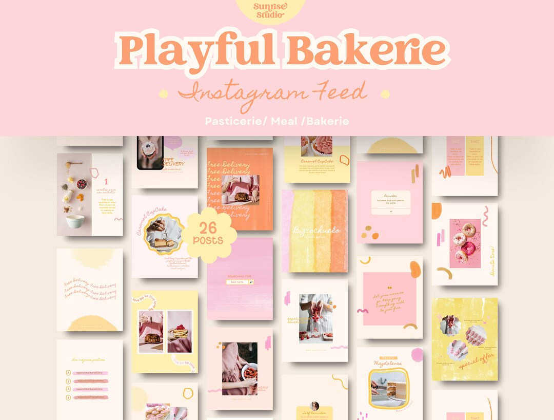 Playful Bakery Instagram Templates: Canva Designs for Small Business - Etsy