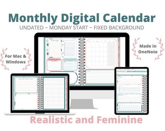 Onenote Monthly Calendar - Etsy