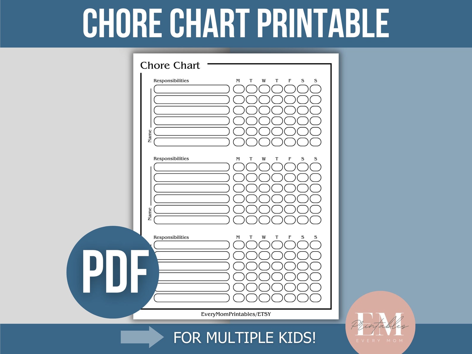 Chore Chart for Multiple Kids ~ Chore Chart 3 Kids ~ Chore Chart for ...