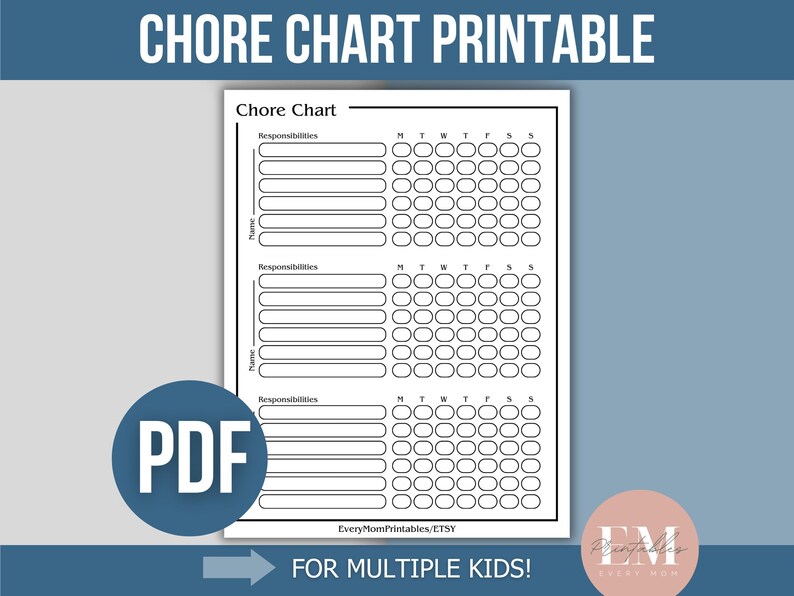 Chore Chart for Multiple Kids ~ Chore Chart 3 Kids ~ Chore Chart for ...