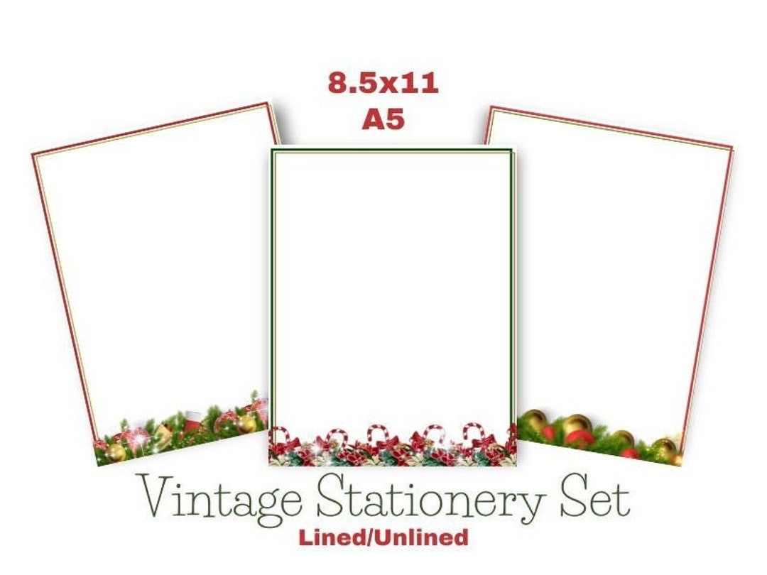 Vintage Christmas Stationery Set Christmas Letter Template Christmas ...