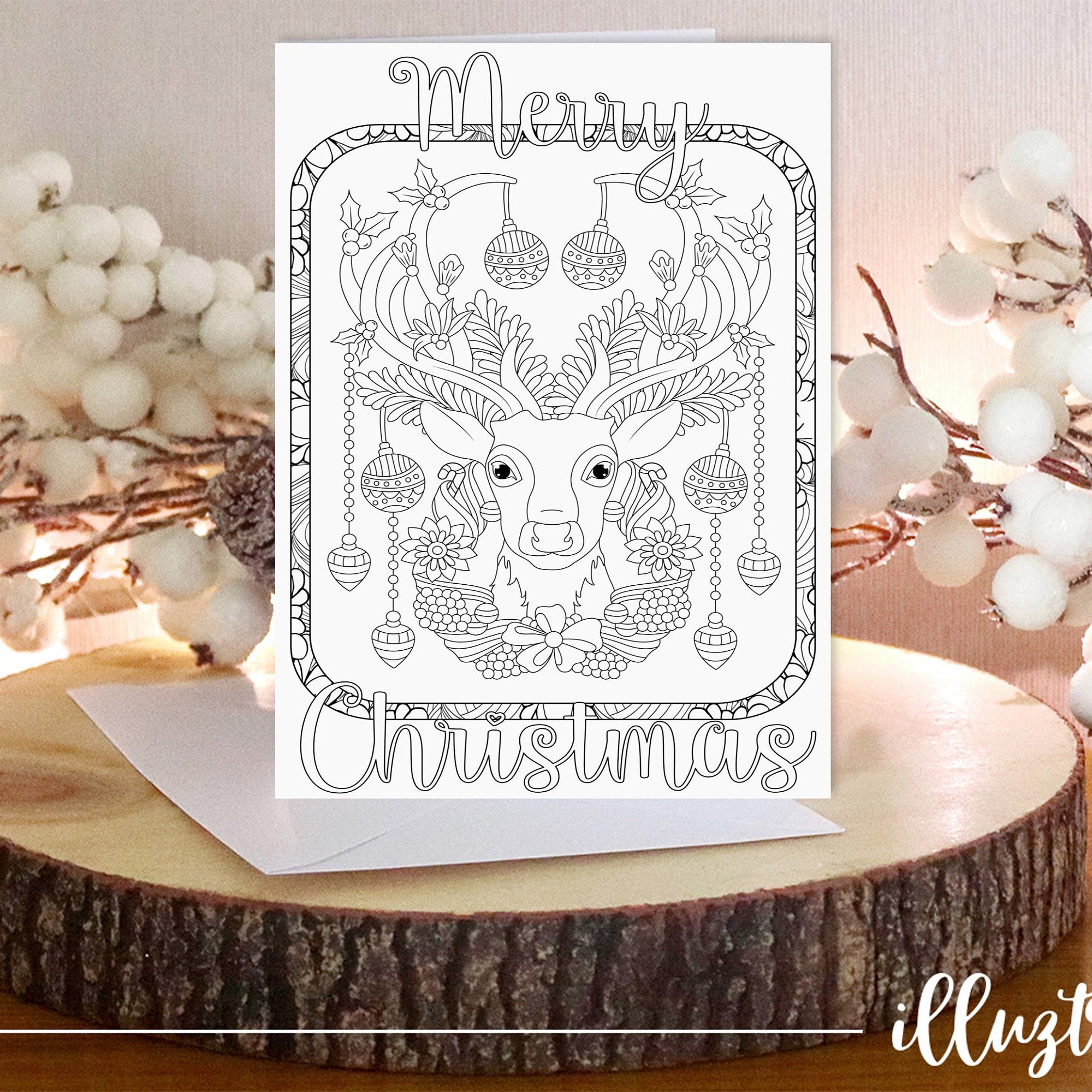 Printable Coloring Christmas Cards - Etsy