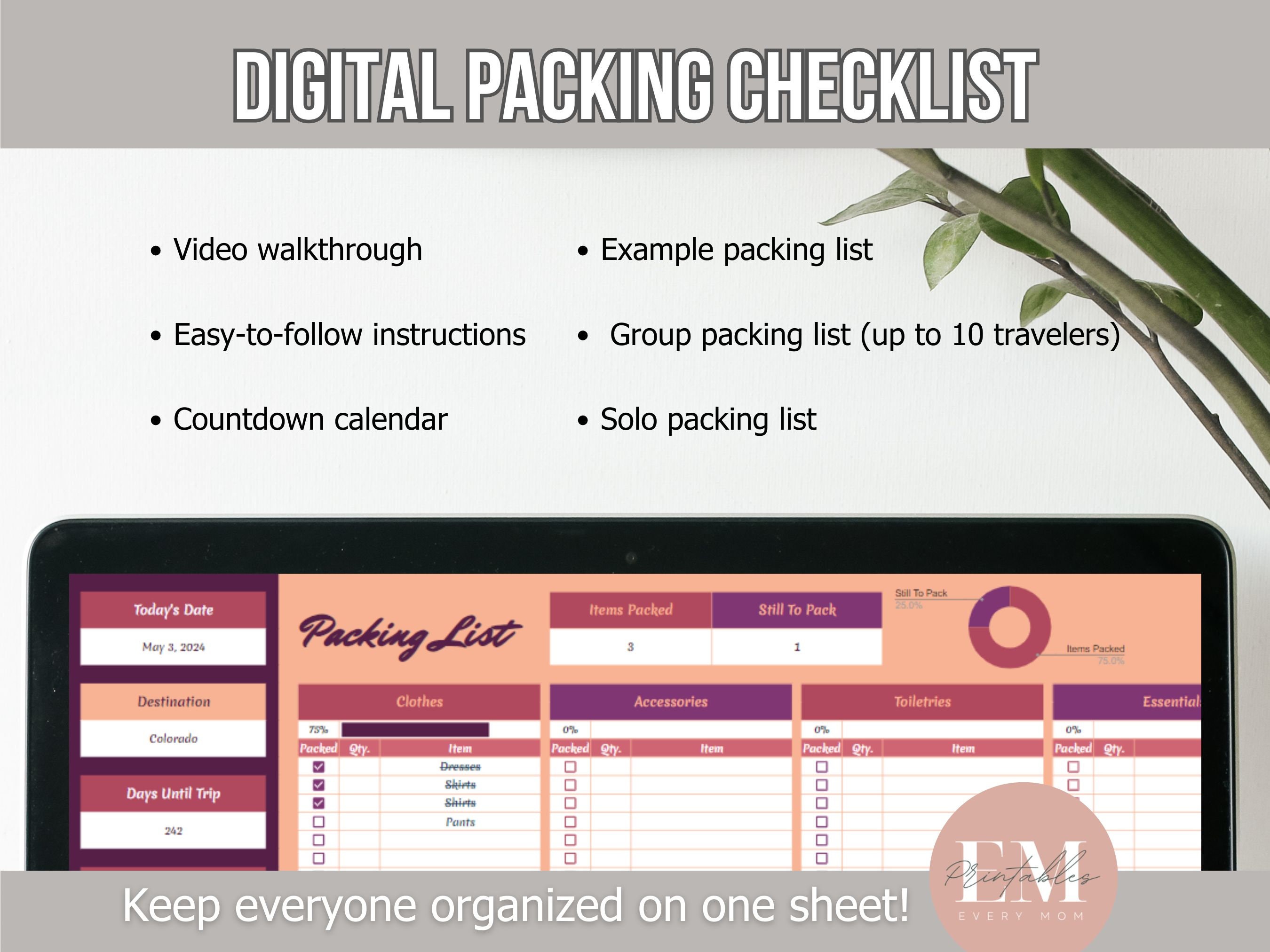 Packing Google Sheet, Google Sheets Packing Checklist Spreadsheet ...