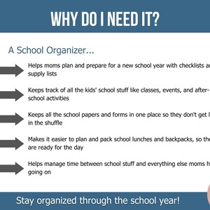 School Organizer for Parents W/ Fillable PDF ~ Back to School ~ School ...