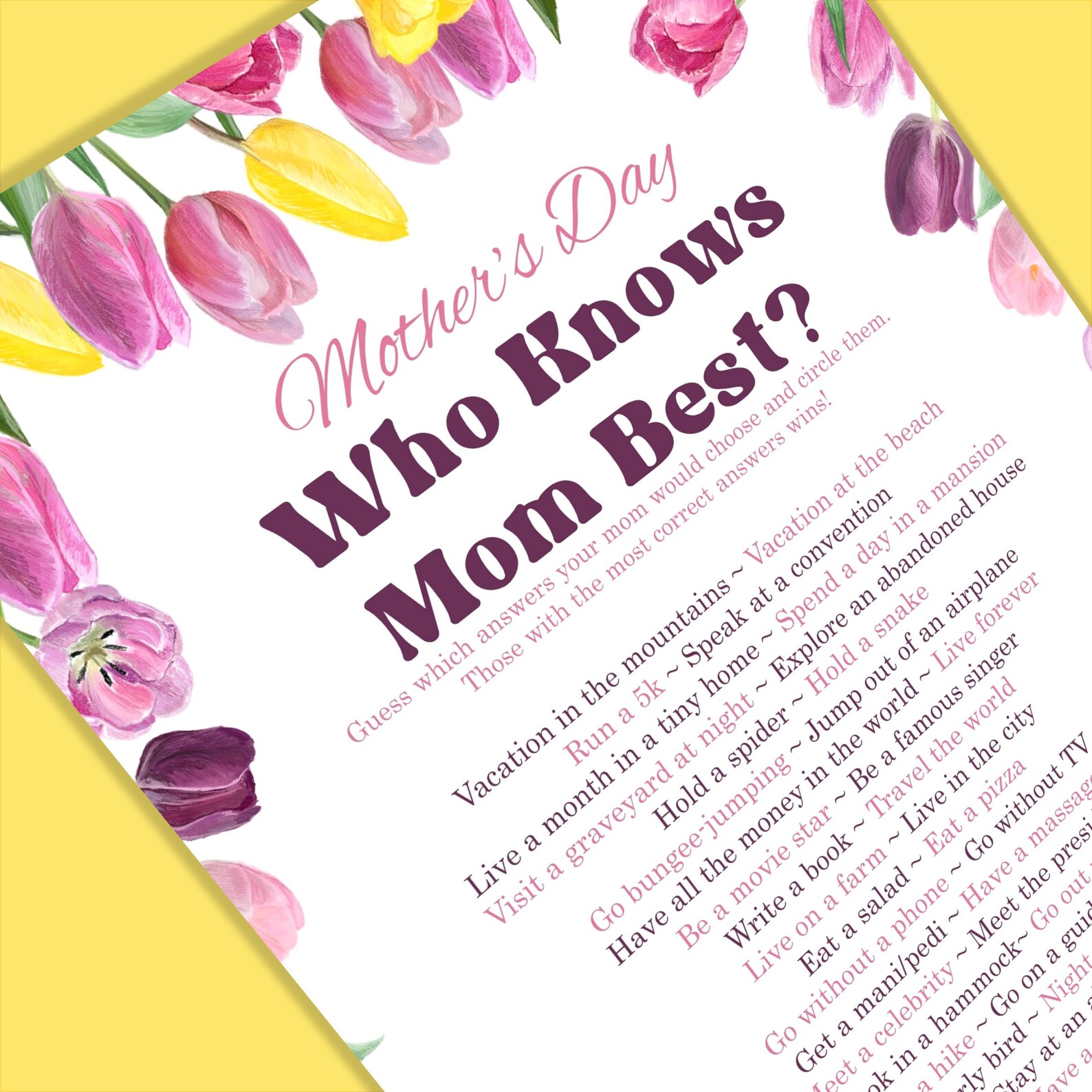 Mothers Day Trivia Bundle, Printable Party Games for Mom, Fun ...