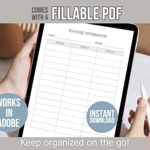 School Organizer for Parents W/ Fillable PDF ~ Back to School ~ School ...