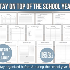 School Organizer for Parents W/ Fillable PDF ~ Back to School ~ School ...