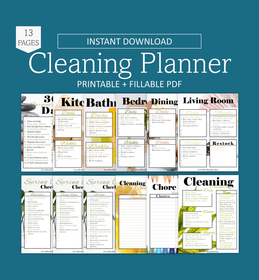 Cleaning Schedule ~ Cleaning Planner Printable ~ Chore Charts ...