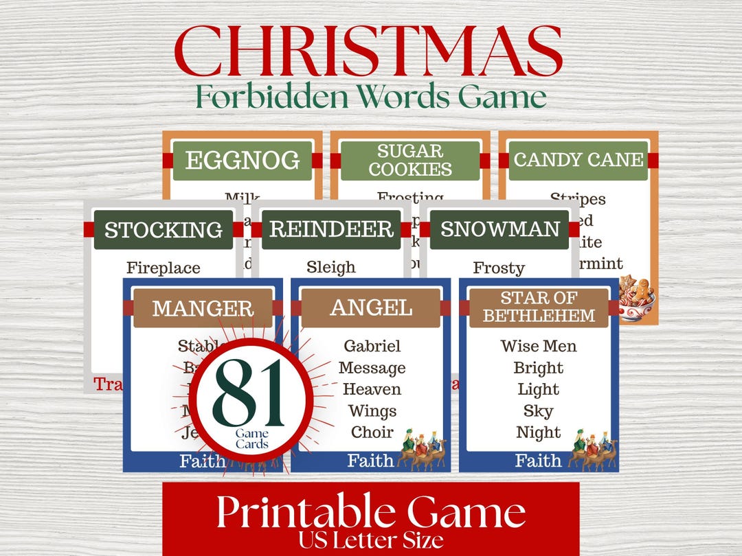 Christmas Forbidden Words Party Game, Fun Printable Activity for ...