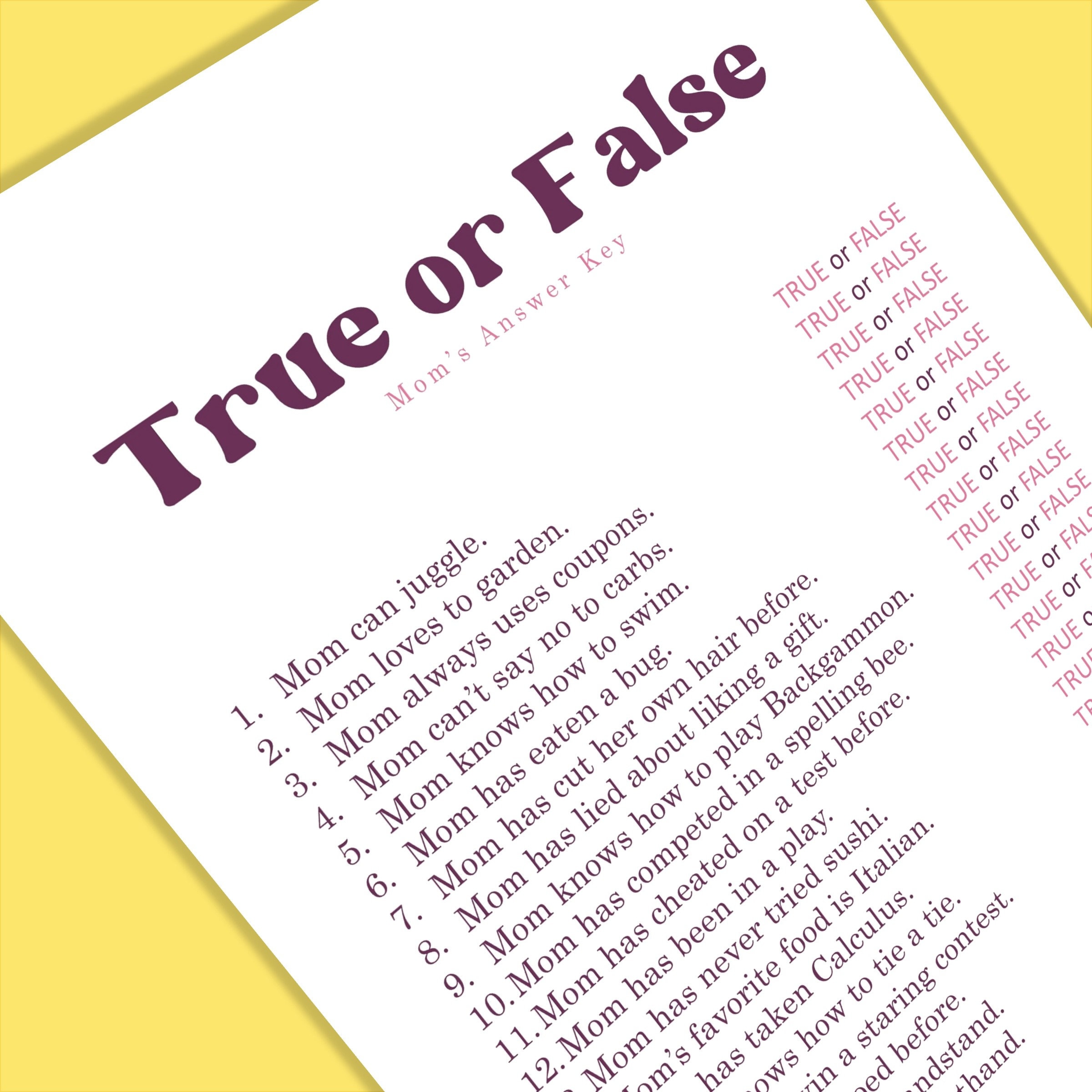 Mothers Day Trivia Bundle, Printable Party Games for Mom, Fun ...