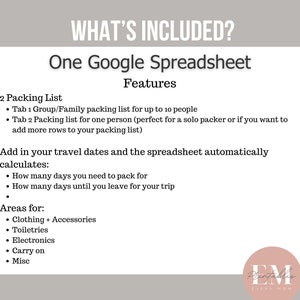 Packing Checklist Spreadsheet Google Sheets, Digital Packing List ...