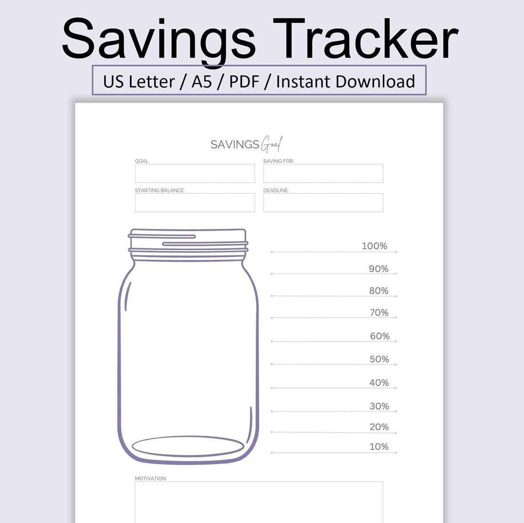 Savings Tracker Printable Savings Goal A5 Savings Tracker - Etsy Australia