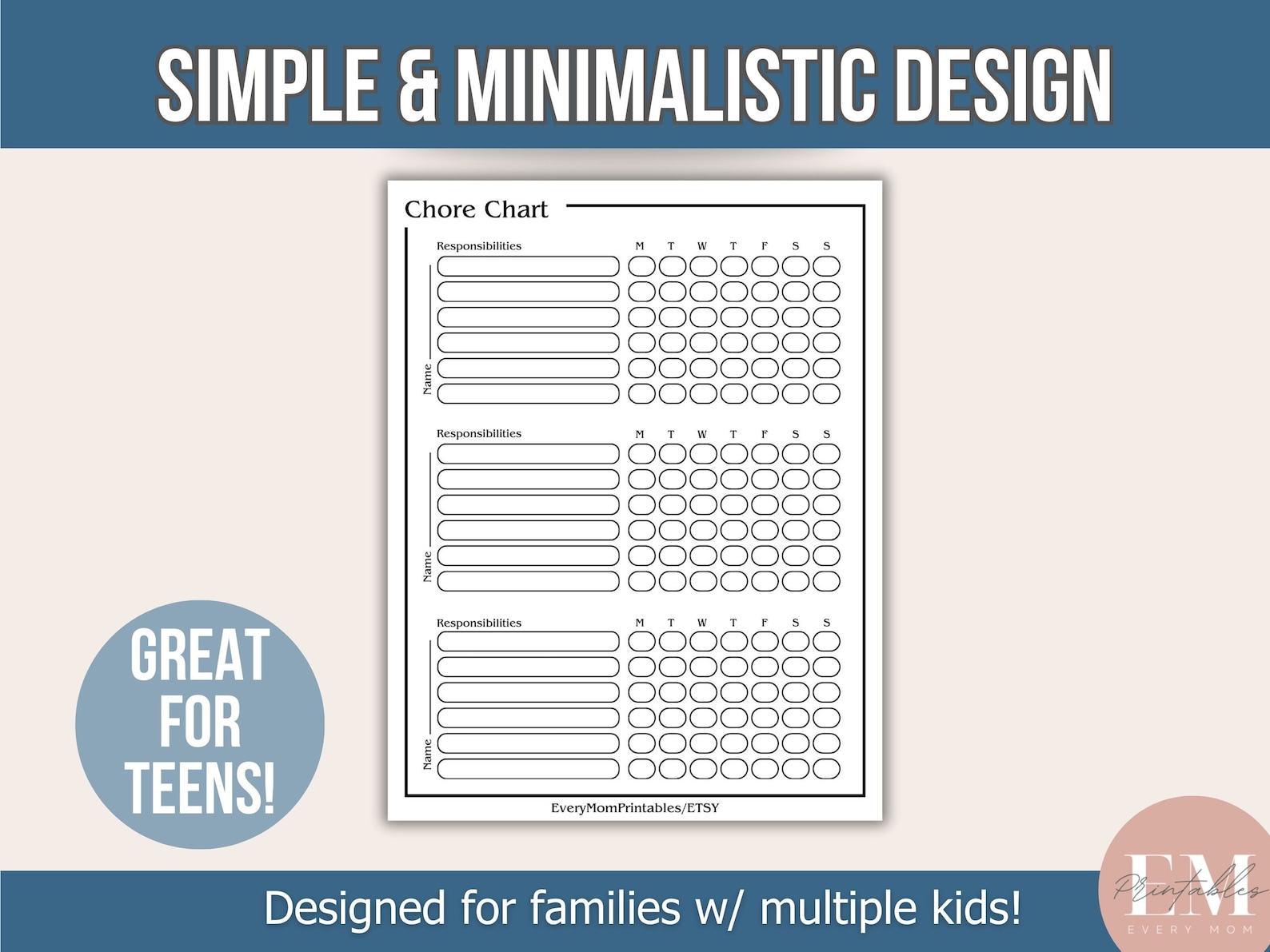 Chore Chart for Multiple Kids ~ Chore Chart 3 Kids ~ Chore Chart for ...