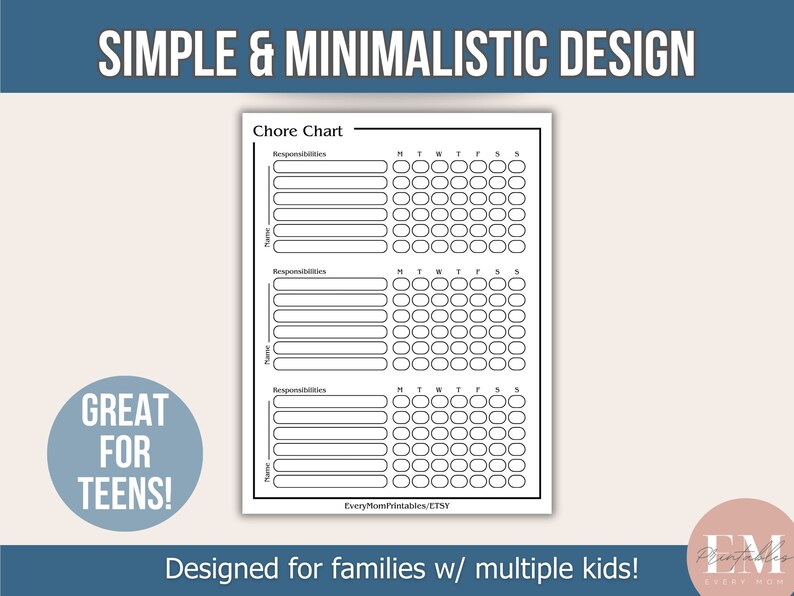 Chore Chart for Multiple Kids ~ Chore Chart 3 Kids ~ Chore Chart for ...