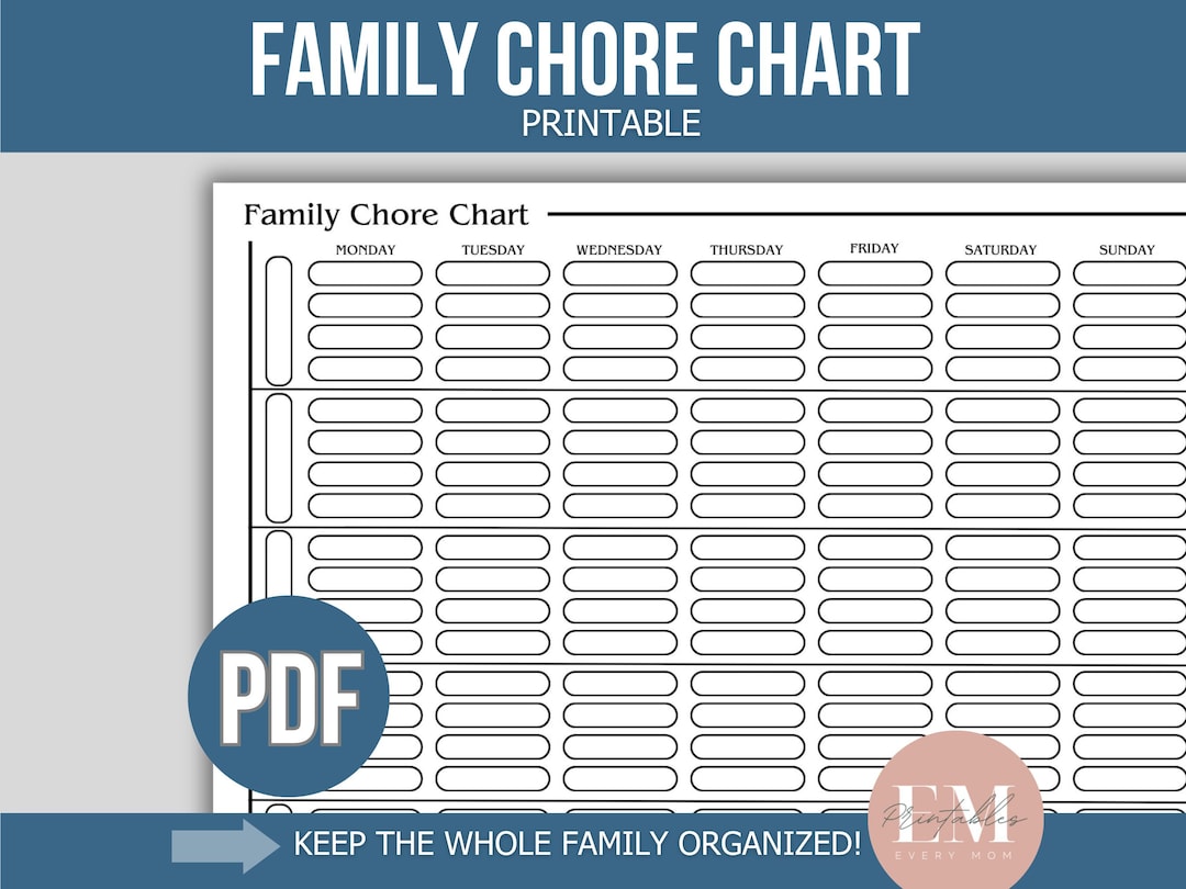 Family Chore Chart PDF ~ Chore Chart Printable Family ~ Family Chore ...
