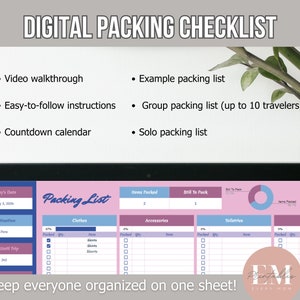Packing Checklist Spreadsheet Google Sheets, Digital Packing List ...