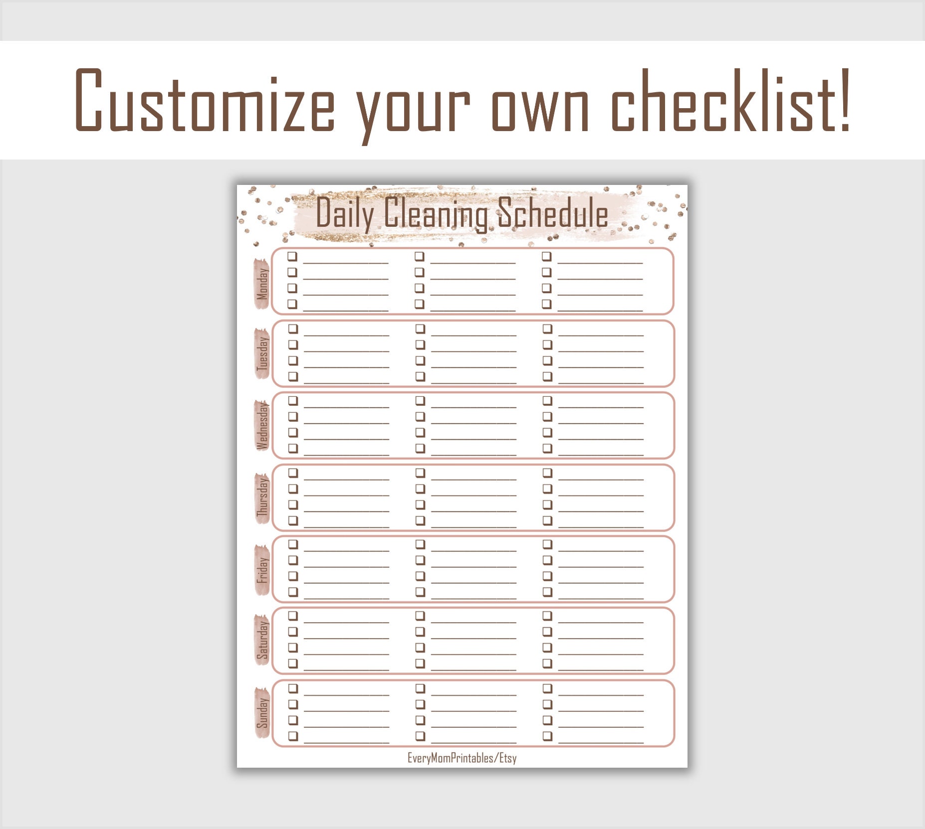 Editable Cleaning Schedule Template Daily Cleaning Checklist Editable ...