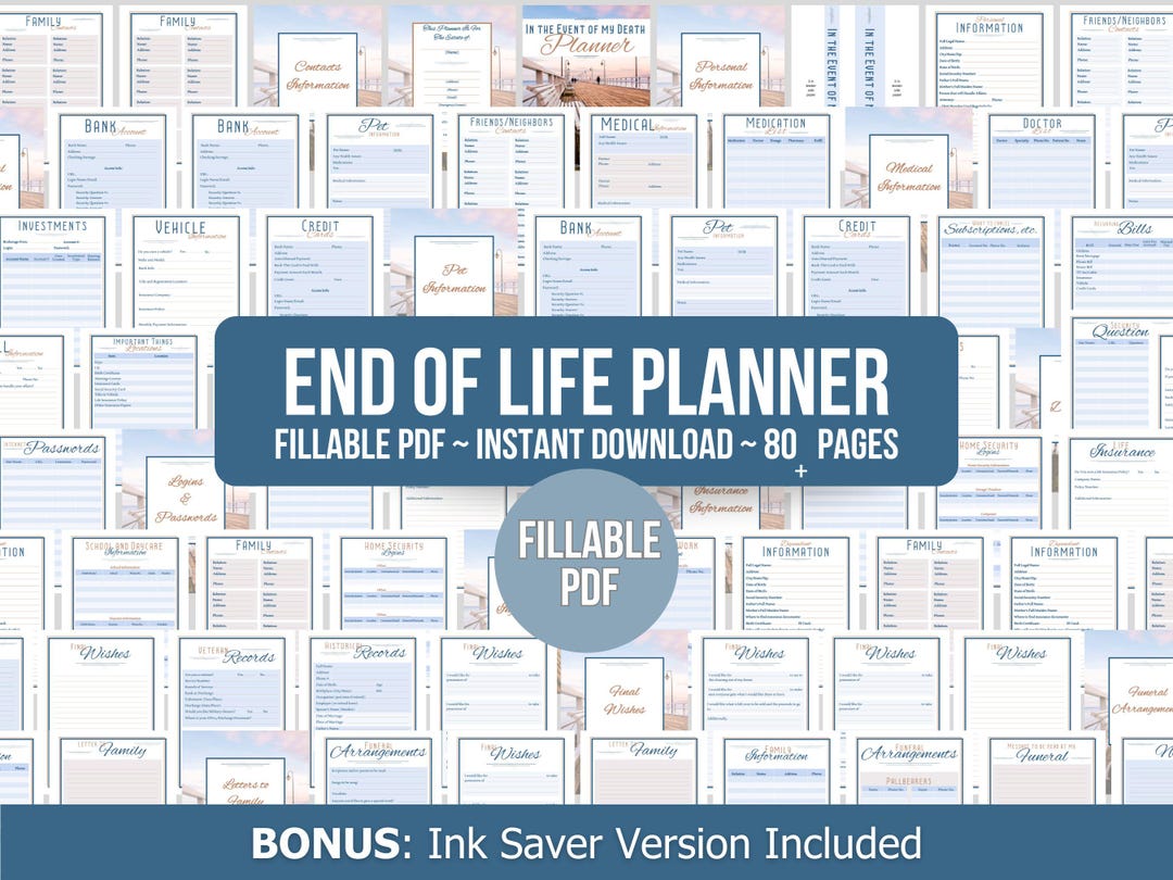 End of Life Planner: Funeral & Last Wishes Guide (fillable PDF) - Etsy