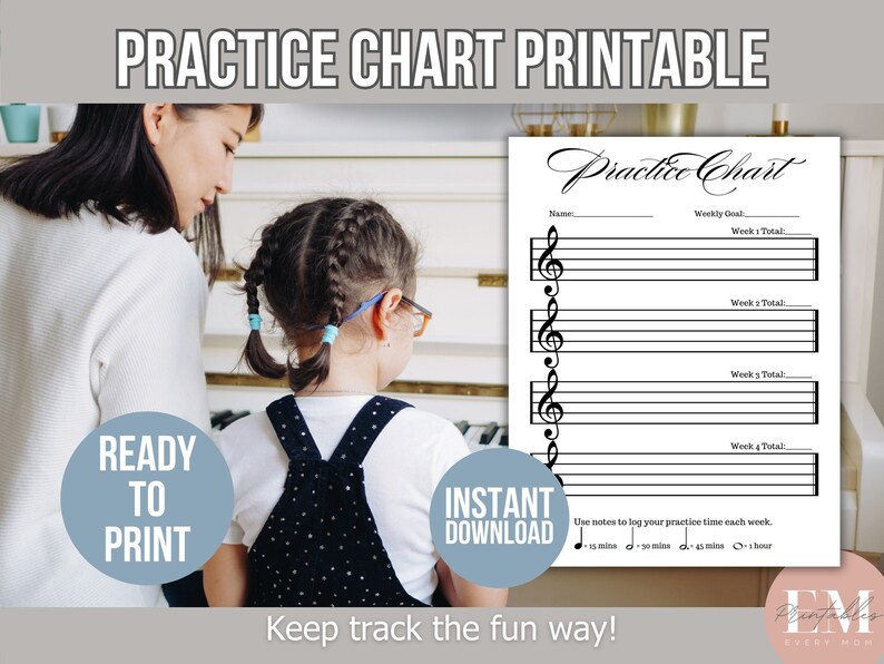 Music Practice Chart ~ Printable Music Practice Log PDF ~ Music ...