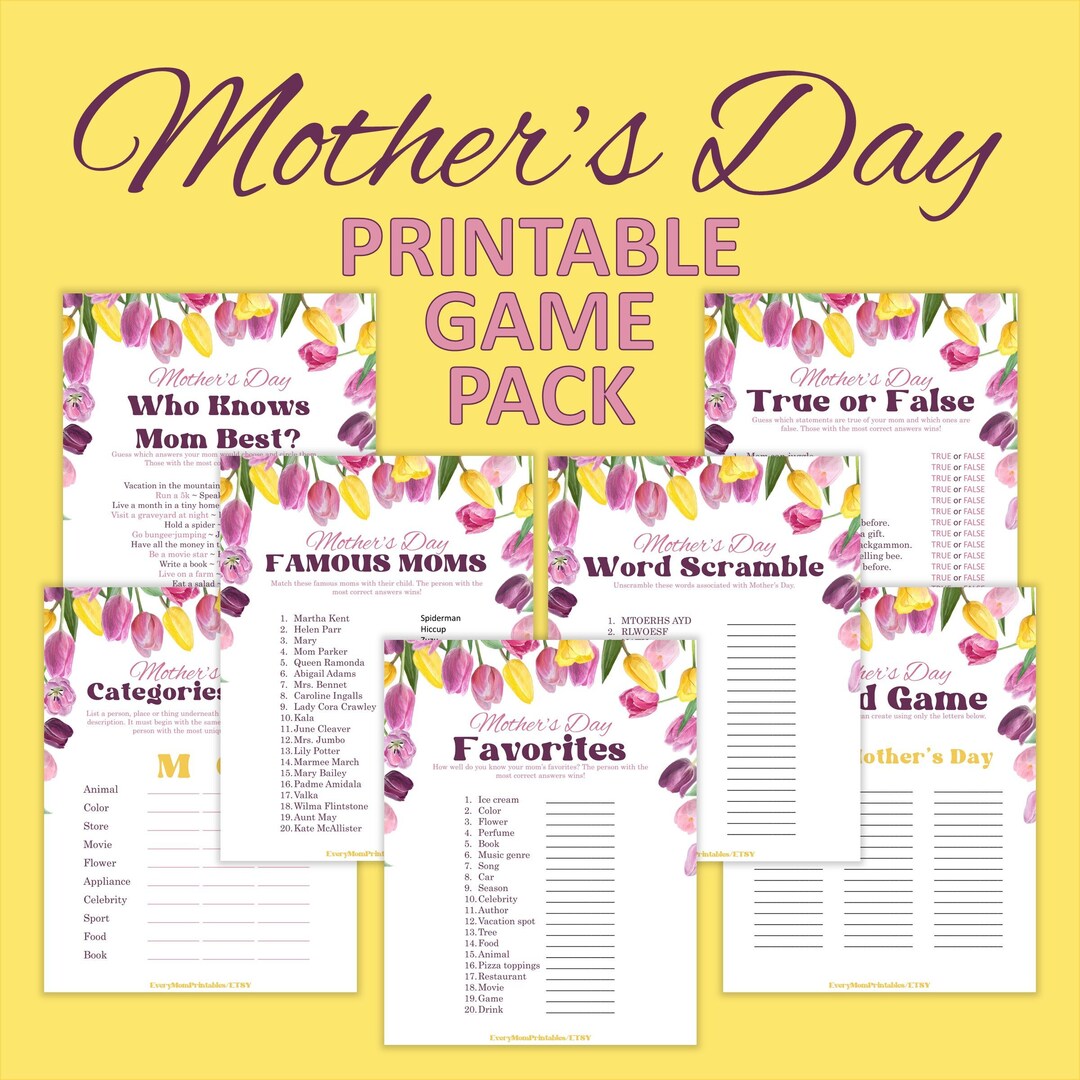Mother's Day Games Printables Mother's Day Party Games Mother's Day ...