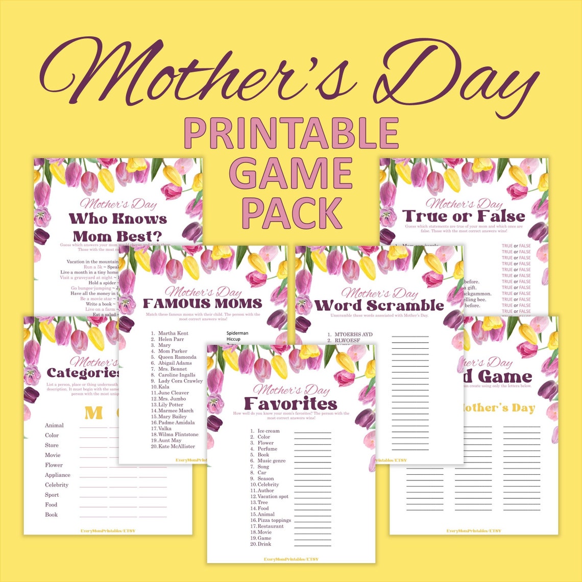 Mother's Day Games Printables Mother's Day Party Games Mother's Day ...