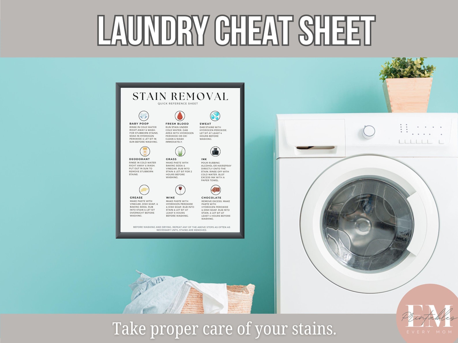 Laundry Guide for Stain Removal - Laundry Stain Removal Cheat Sheet ...