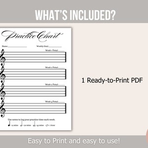 Music Practice Chart ~ Printable Music Practice Log PDF ~ Music ...