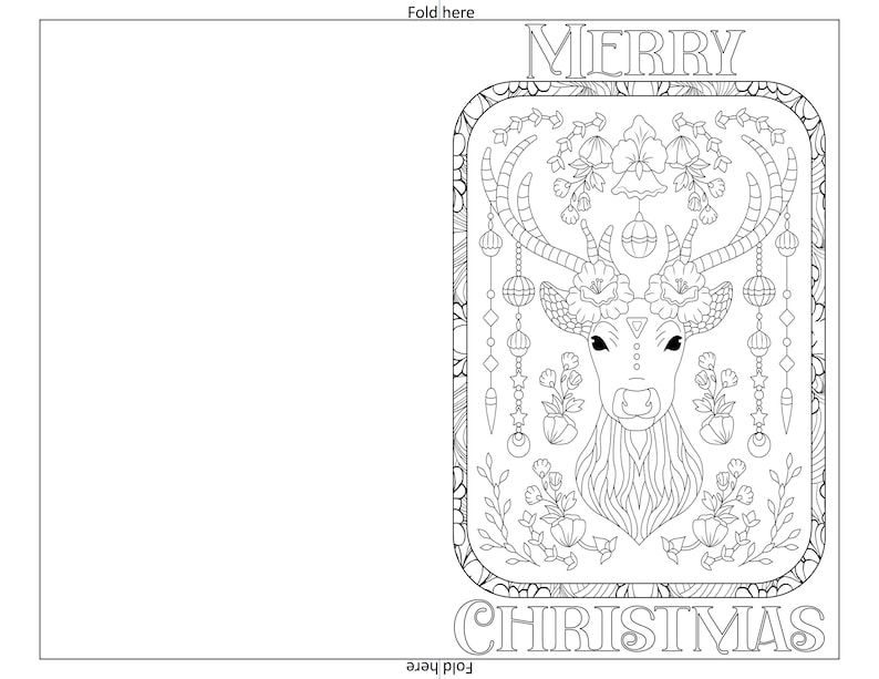 Printable Coloring Christmas Cards - Etsy