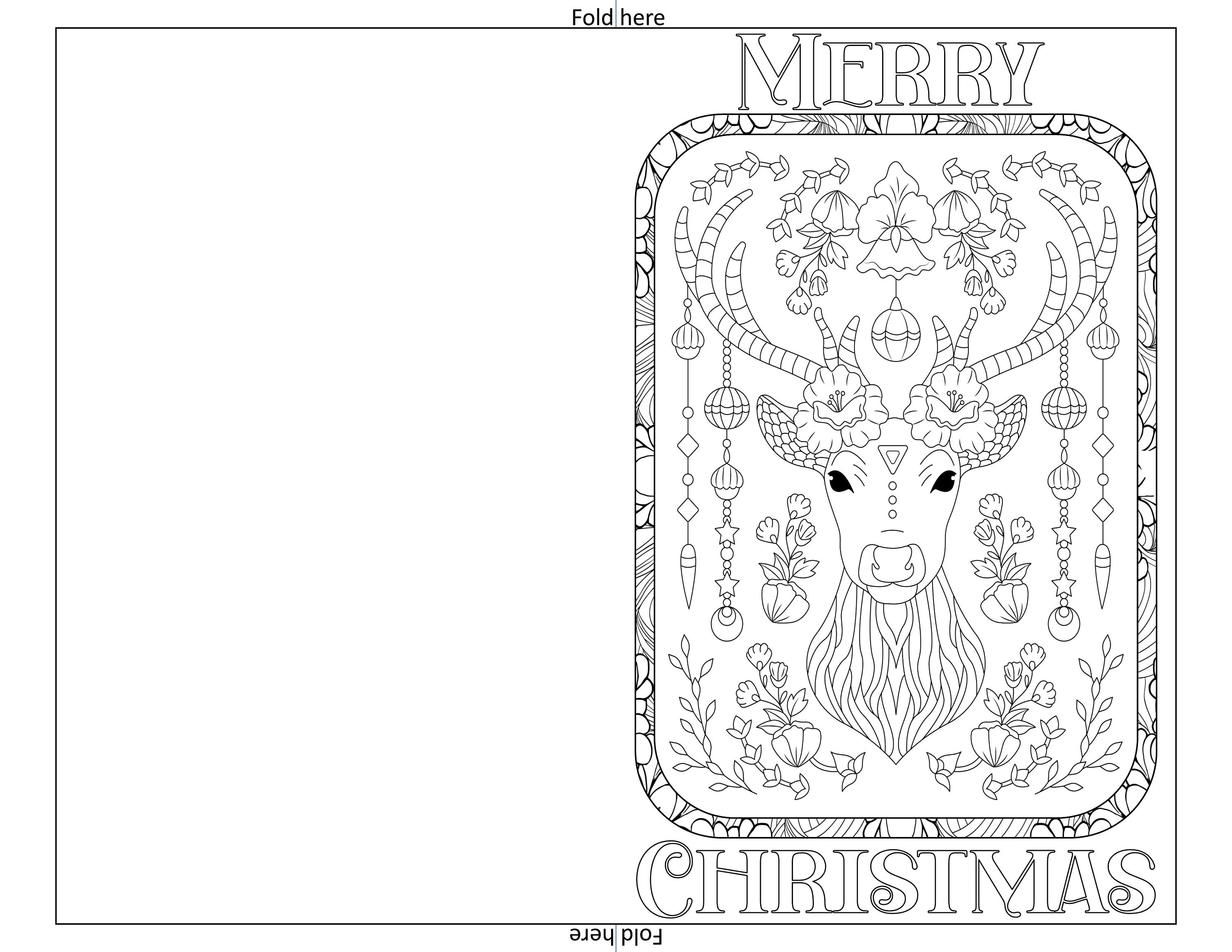 Printable Coloring Christmas Cards - Etsy