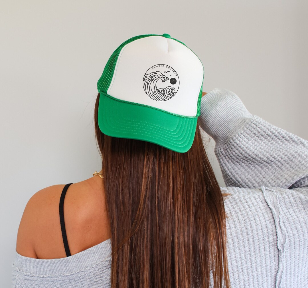 Retro Summer Trucker Hat, Retro Ocean Baseball Hat, Ocean Beach Trucker ...