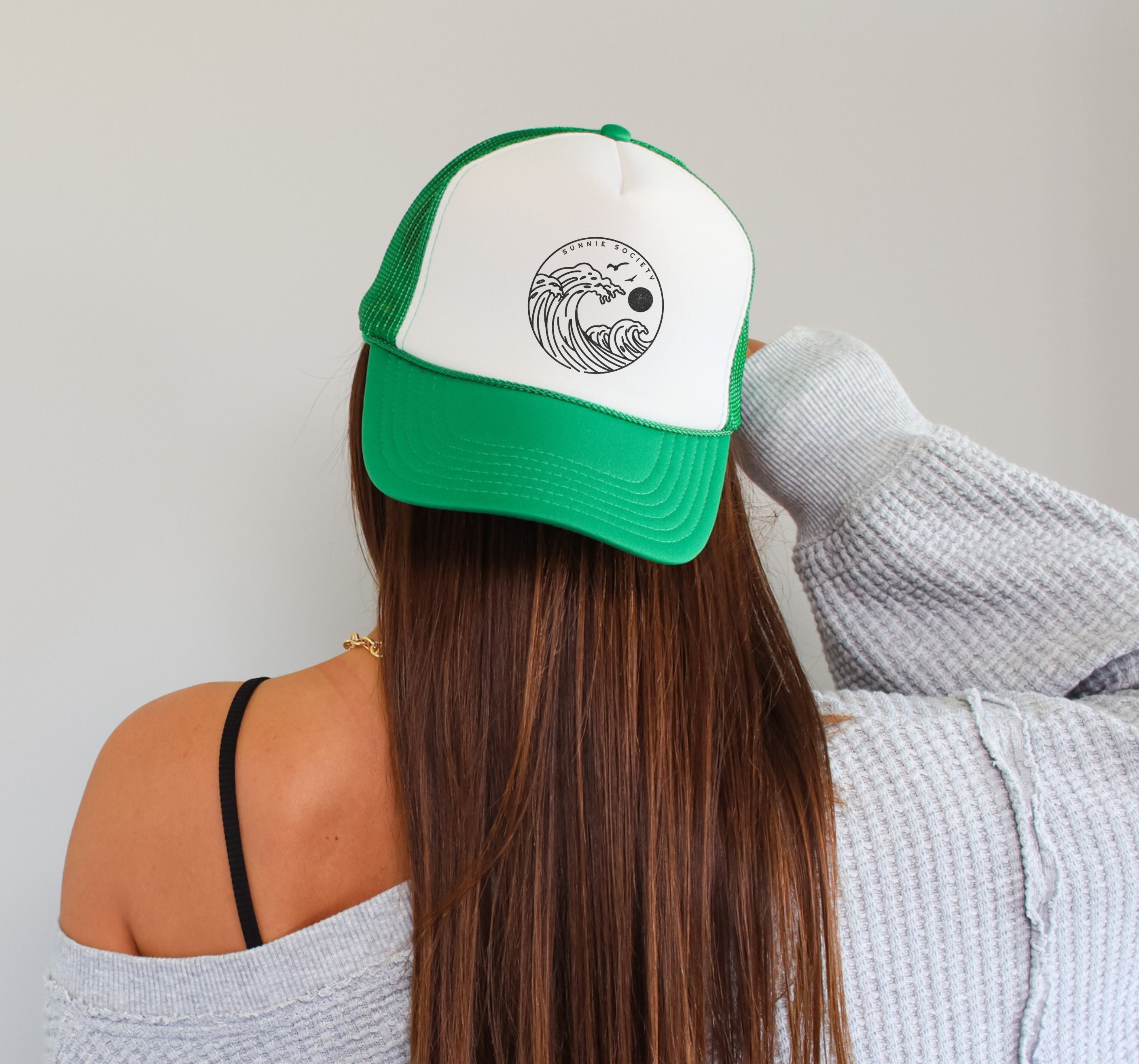 Retro Summer Trucker Hat, Retro Ocean Baseball Hat, Ocean Beach Trucker ...