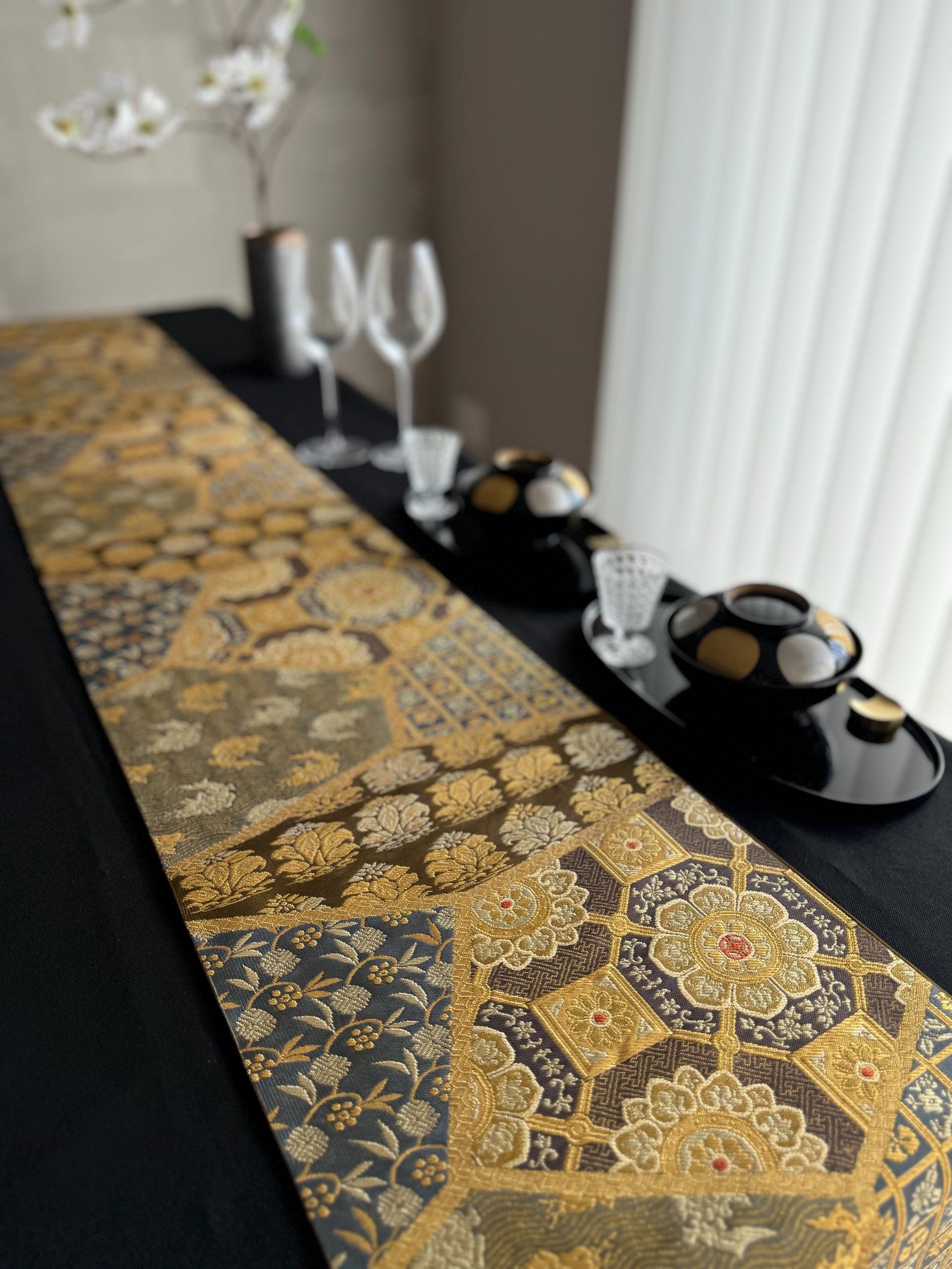 Gold, Custom Japanese Silk Table Runner,japanese Obi Runnerone of a ...