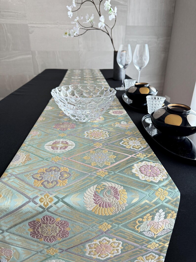 Kamon, Custom Japanese Silk Table Runner,japanese Obi Runner(one of a ...